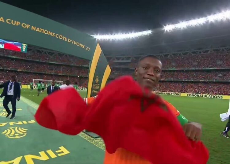 Max Gradel celebrates Morocco after Côte D'Ivoire wins AFCON 2023 ...